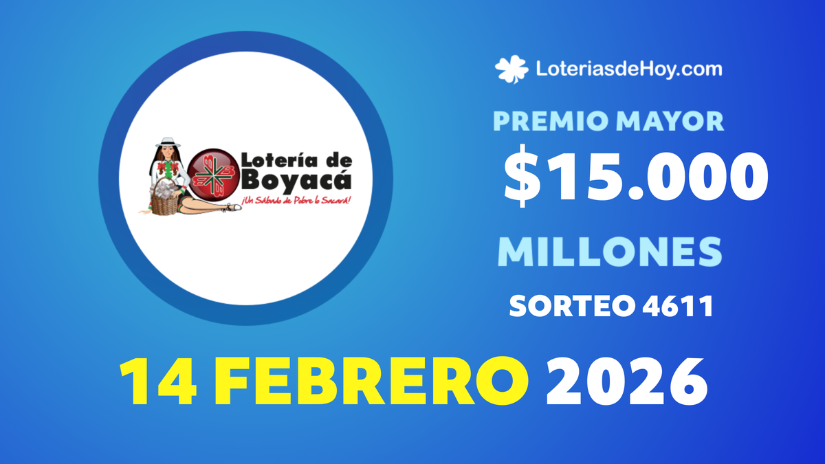Lotería de Boyacá 14 de Febrero 2026 último sorteo 4611