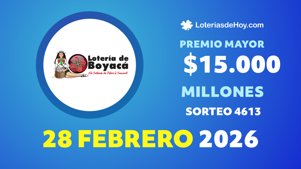 Lotería de Boyacá 28 de Febrero 2026 último sorteo 4613