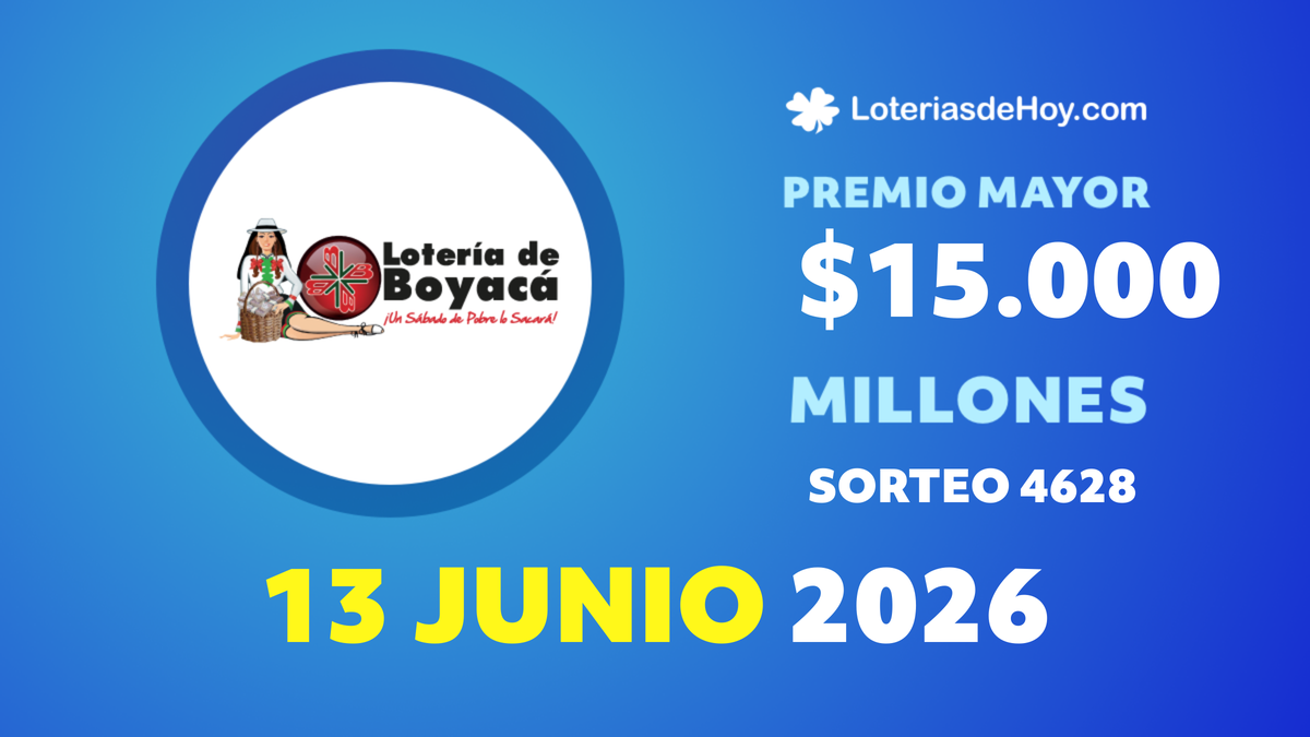 Lotería de Boyacá 13 de Junio 2026 último sorteo 4628