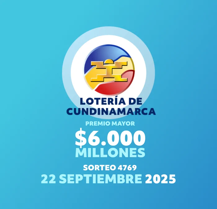 Lotería de Cundinamarca 22 de Septiembre 2025 sorteo 4769